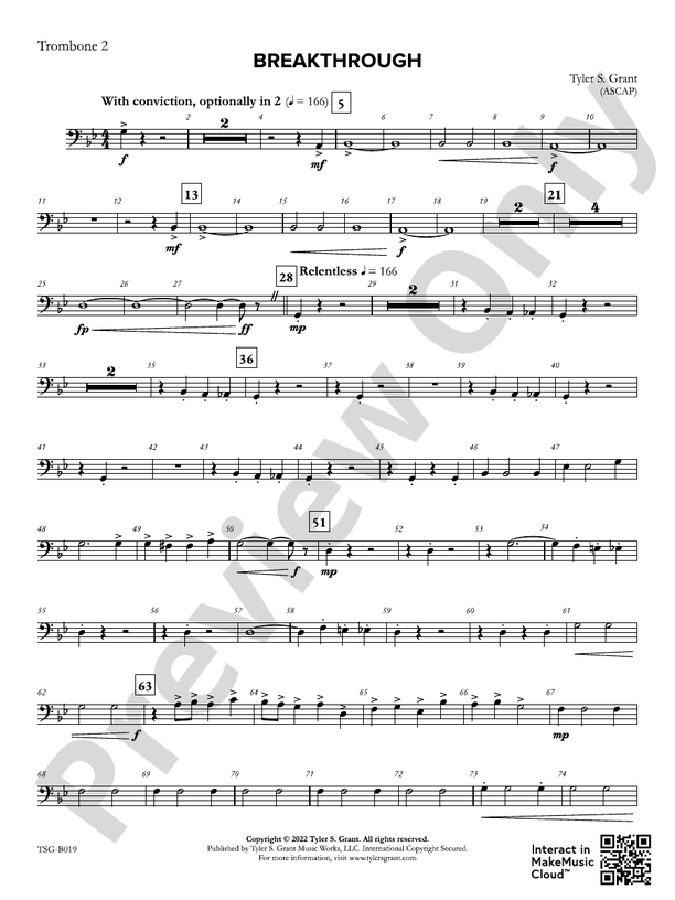 Breakthrough: 2nd Trombone: 2nd Trombone Part - Digital Sheet Music Download