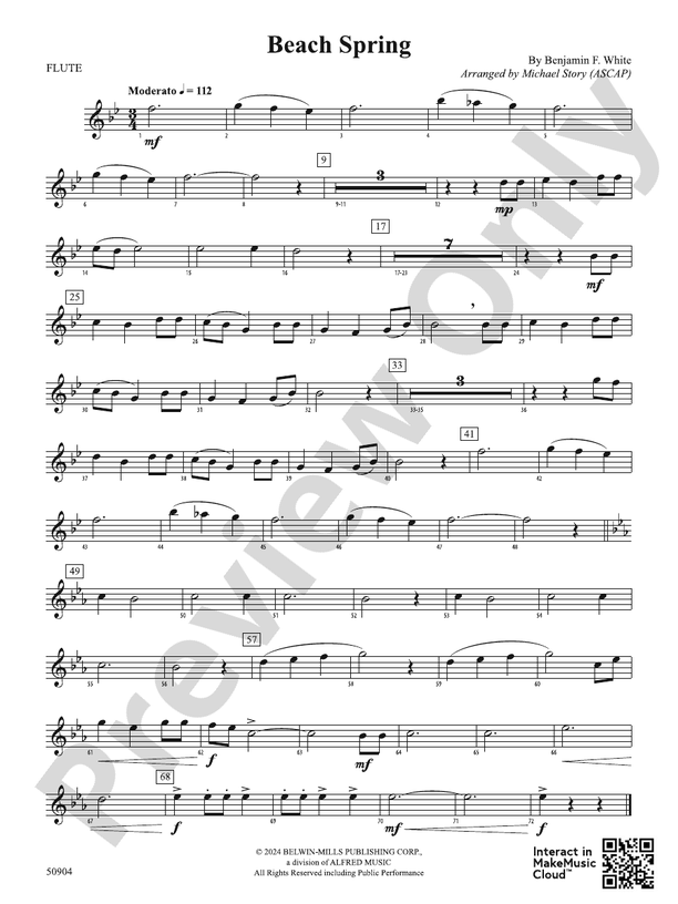 Beach Spring: Flute: Flute Part - Digital Sheet Music Download