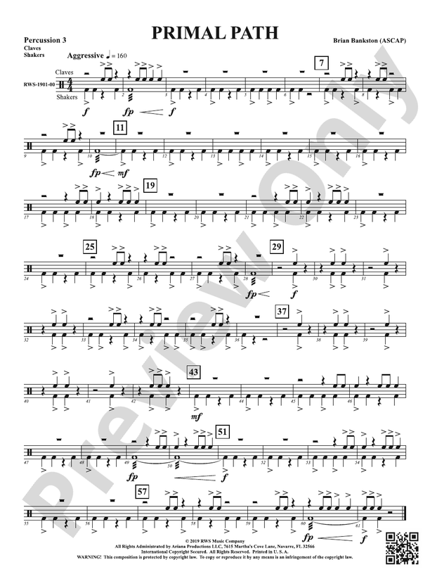 Primal Path: 3rd Percussion: 3rd Percussion Part: Brian Bankston - Digital Sheet Music Download