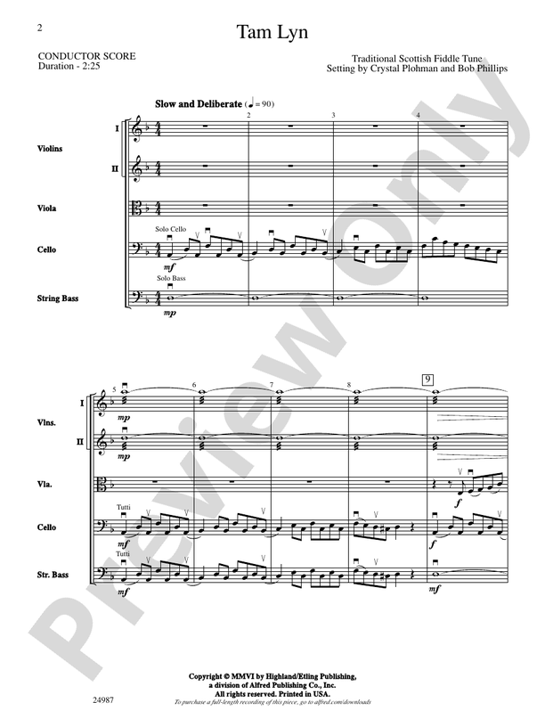 Tam Lyn: Score: String Orchestra Score - Digital Sheet Music Download