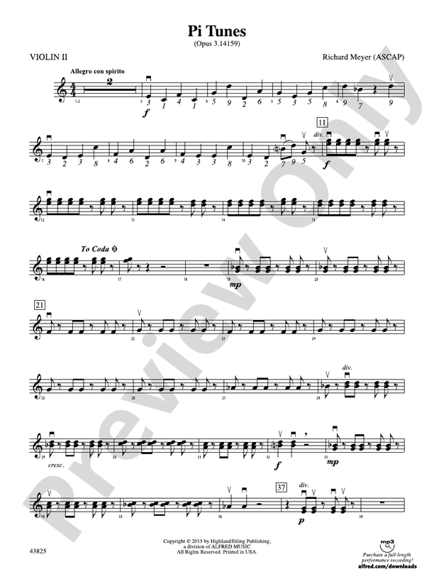 Pi Tunes: 2nd Violin: 2nd Violin Part - Digital Sheet Music Download