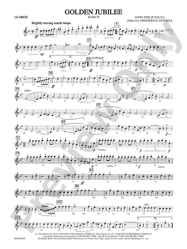 Golden Jubilee: Oboe: Oboe Part - Digital Sheet Music Download