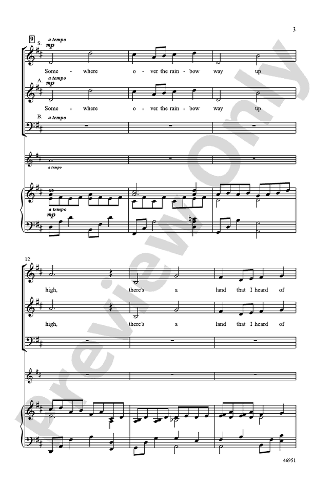 Over the Rainbow: SAB Choral Octavo: Harold Arlen - Digital Sheet Music ...