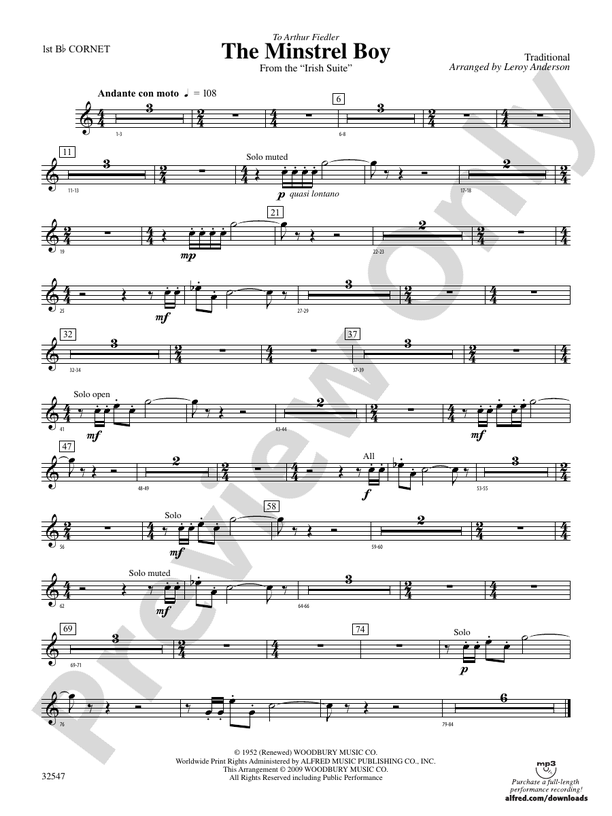 The Minstrel Boy (from the Irish Suite): 1st B-flat Cornet: 1st B-flat ...