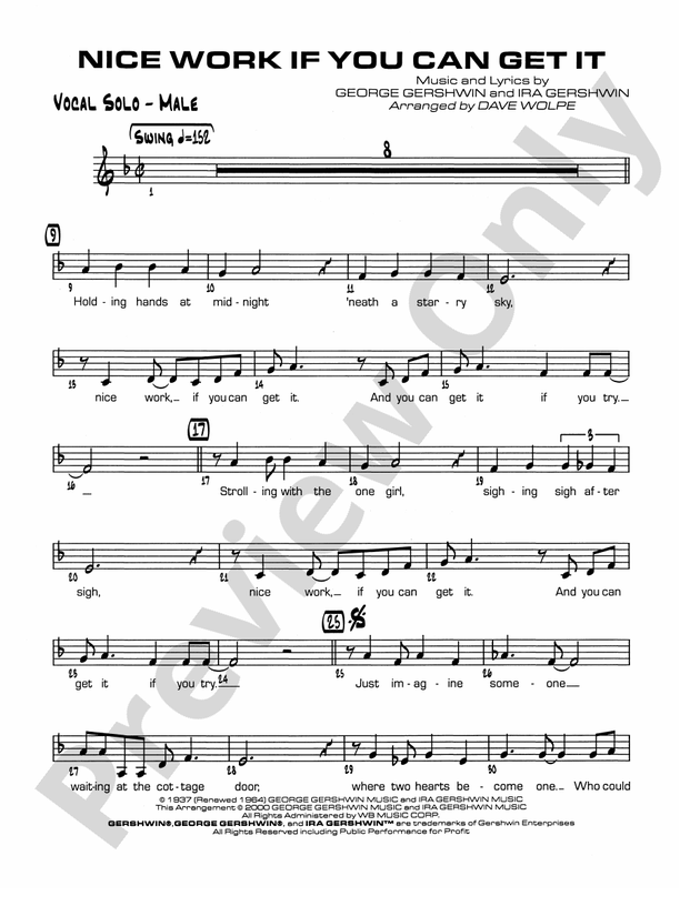 Nice Work If You Can Get It: Vocal Solo: Vocal Solo Part - Digital ...