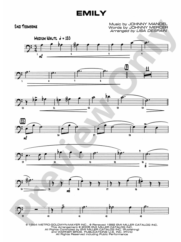 Emily: 2nd Trombone: 2nd Trombone Part - Digital Sheet Music Download