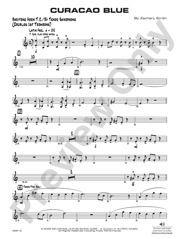 Curacao Blue: Baritone T.C.: Baritone T.C. Part - Digital Sheet Music ...