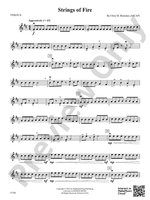 Strings of Fire: 2nd Violin: 2nd Violin Part - Digital Sheet Music Download