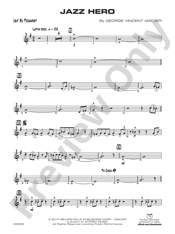 Jazz Hero: 1st B-flat Trumpet: 1st B-flat Trumpet Part - Digital Sheet ...