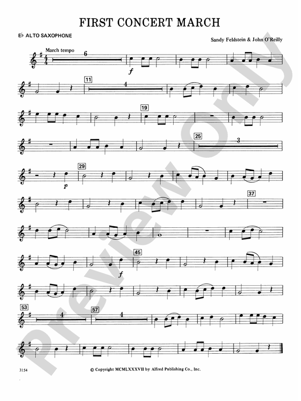 First Concert March: E-flat Alto Saxophone: E-flat Alto Saxophone Part - Digital Sheet Music ...