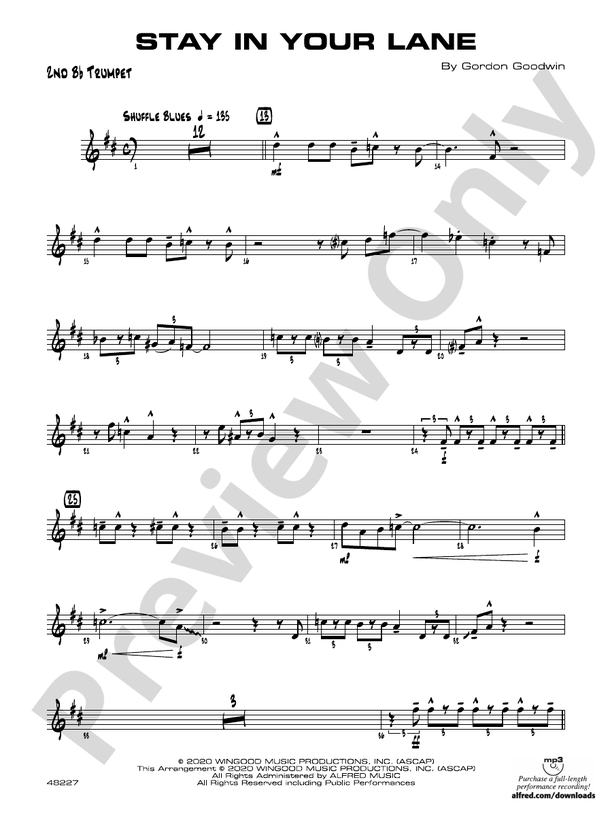 Stay in Your Lane: 2nd B-flat Trumpet: 2nd B-flat Trumpet Part ...
