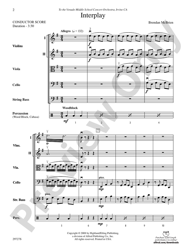 Interplay: String Orchestra Conductor Score & Parts: Brendan McBrien ...