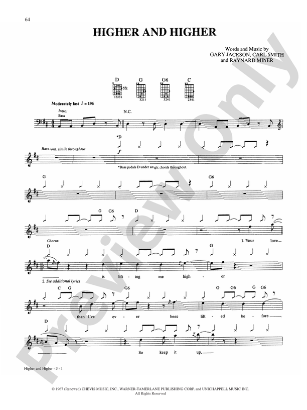 Higher and Higher: Guitar: Jackie Wilson - Digital Sheet Music Download