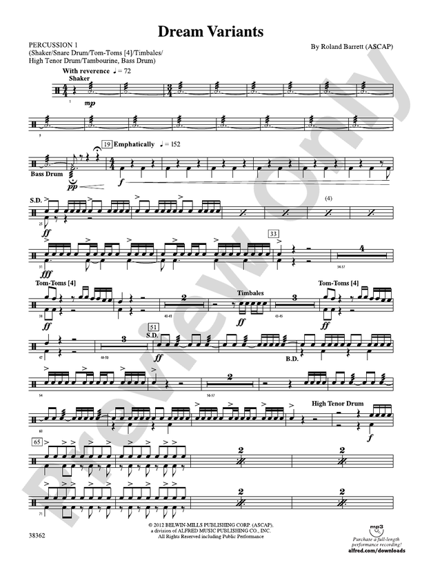 Dream Variants: 1st Percussion: 1st Percussion Part - Digital Sheet ...
