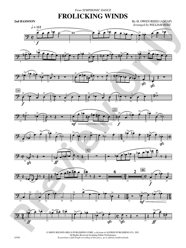 Frolicking Winds (from Symphonic Dance): 2nd Bassoon: 2nd Bassoon Part ...