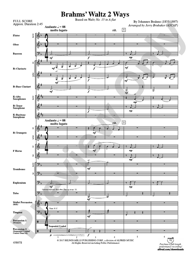 Brahms' Waltz 2 Ways: Score: Concert Band Score - Digital Sheet Music ... Brahms' Waltz 2 Ways: Score: Concert Band Score - Digital Sheet Music ...