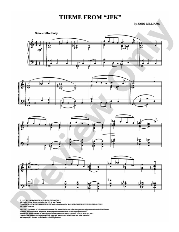 Theme from "JFK": Piano: John Williams - Digital Sheet Music Download