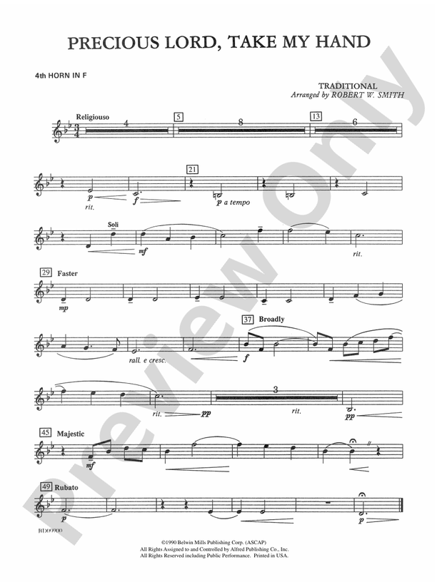 Precious Lord, Take My Hand: 4th F Horn: 4th F Horn Part - Digital Sheet Music Download