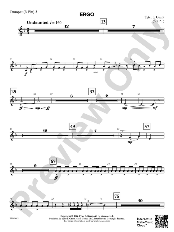 Ergo: 3rd B-flat Trumpet: 3rd B-flat Trumpet Part - Digital Sheet Music Download
