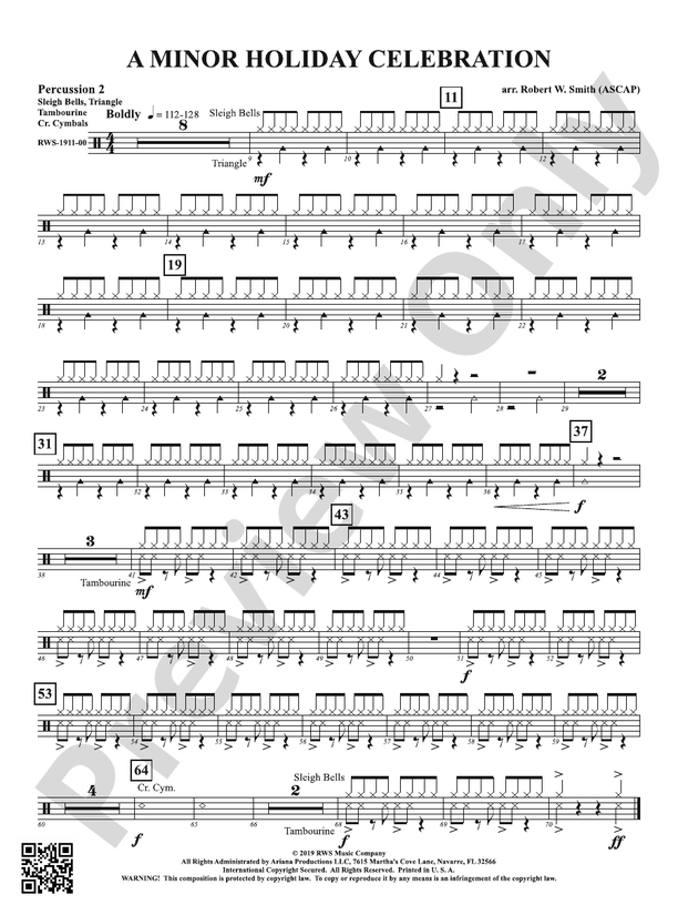 A Minor Holiday Celebration: 2nd Percussion: 2nd Percussion Part ...