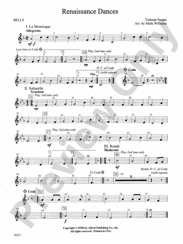 Renaissance Dances: Bells: Bells Part - Digital Sheet Music Download