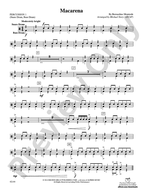 Macarena: 1st Percussion: 1st Percussion Part - Digital Sheet Music ...