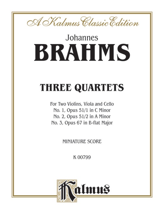 Brahms: Three String Quartets: String Quartet Miniature Score: Johannes Brahms - Digital Sheet ...