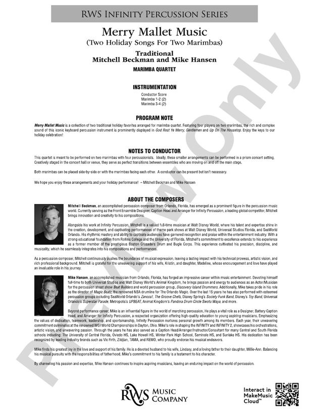 Merry Mallet Music - Two Holiday Songs for Two Marimbas: Score ...