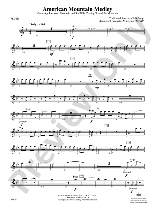 American Mountain Medley: Flute: Flute Part - Digital Sheet Music Download