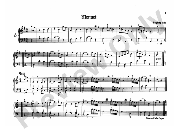 Mozart: Easy Compositions: 6. Menuet Part - Digital Sheet Music Download