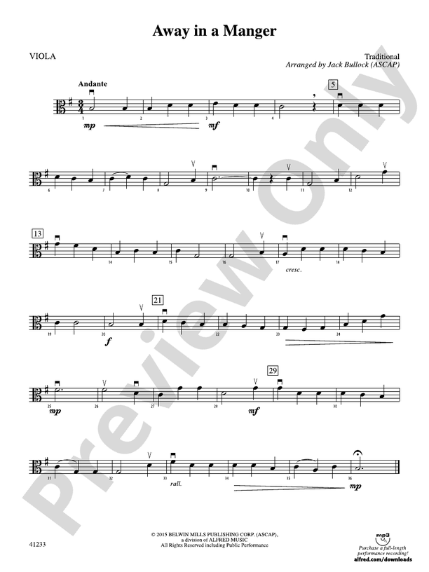 Away in a Manger: Viola: Viola Part - Digital Sheet Music Download