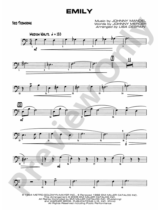 Emily: 3rd Trombone: 3rd Trombone Part - Digital Sheet Music Download