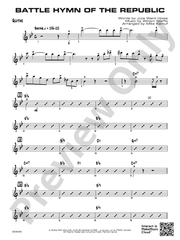 Battle Hymn of the Republic: Guitar: Guitar Part - Digital Sheet Music ...
