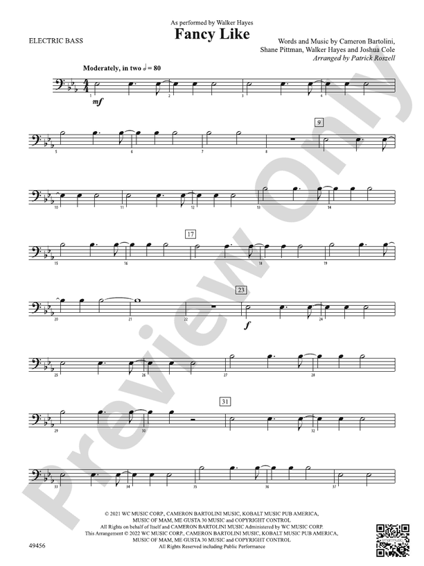 Fancy Like: Electric Bass: Electric Bass Part - Digital Sheet Music ...
