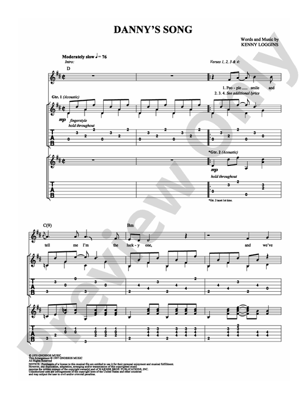 Danny's Song: Guitar TAB: Kenny Loggins - Digital Sheet Music Download