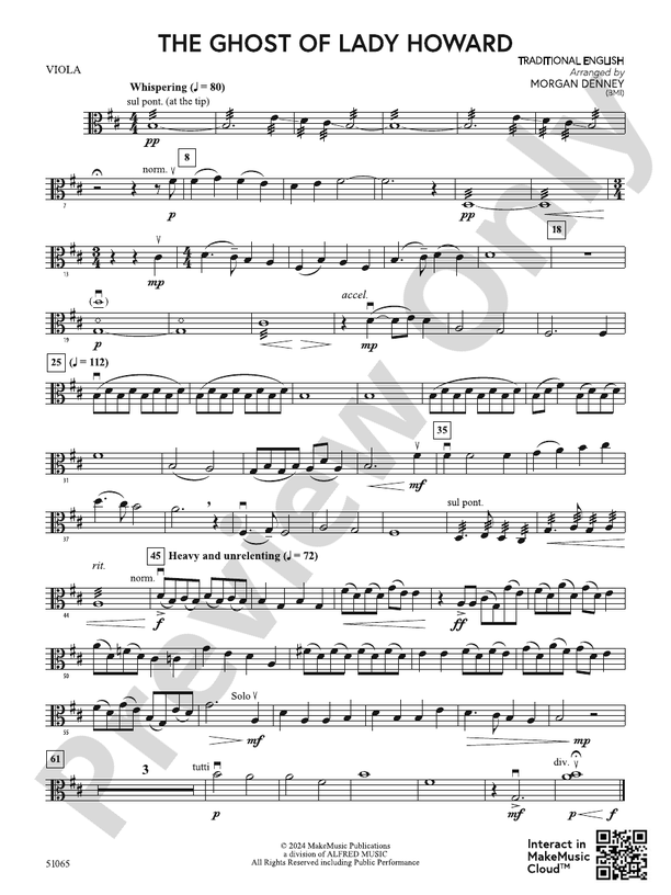 The Ghost of Lady Howard: Viola: Viola Part - Digital Sheet Music Download