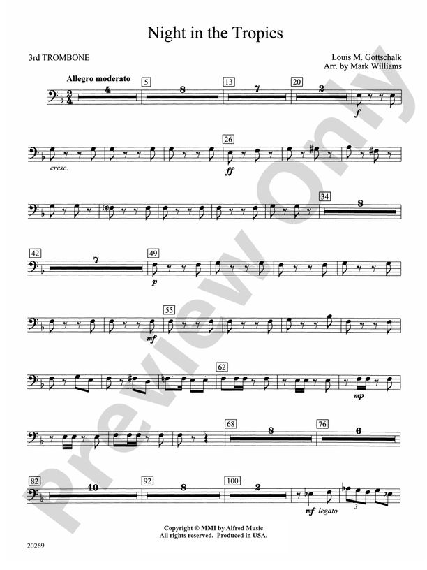 Night in the Tropics: 3rd Trombone: 3rd Trombone Part - Digital Sheet ...