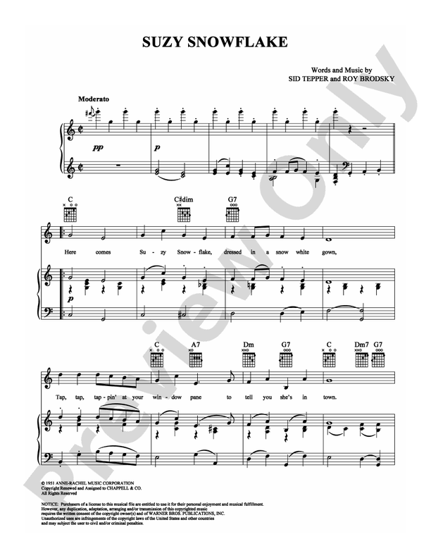 Suzy Snowflake: Piano/Vocal/Chords: Sid Tepper - Digital Sheet Music ...