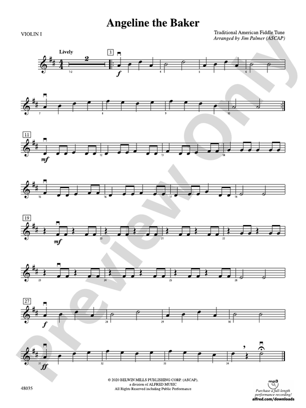 Angeline the Baker: 1st Violin: 1st Violin Part - Digital Sheet Music ...