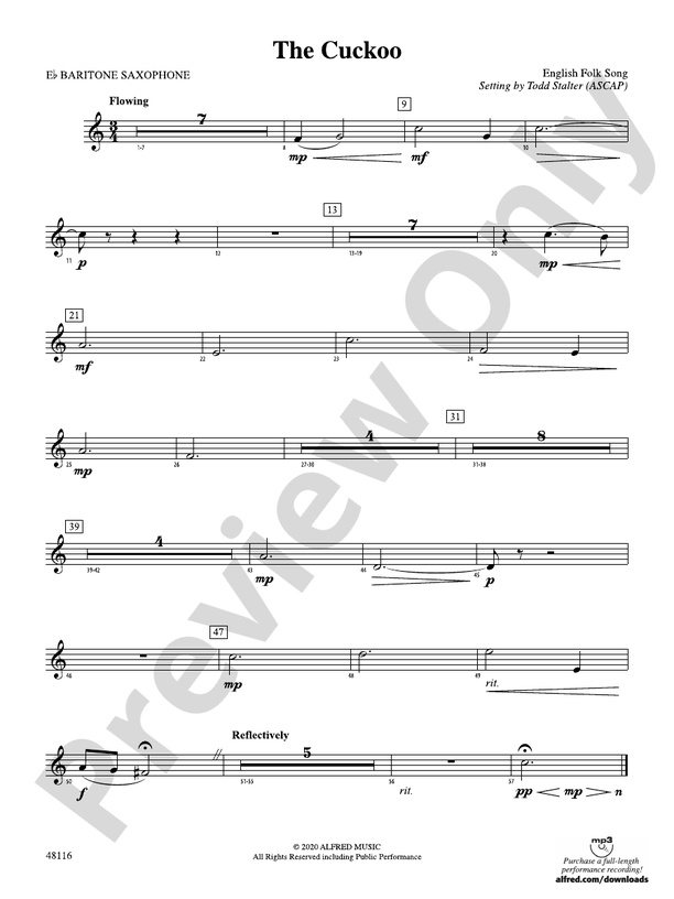 The Cuckoo: E-flat Baritone Saxophone: E-flat Baritone Saxophone Part - Digital Sheet Music Download