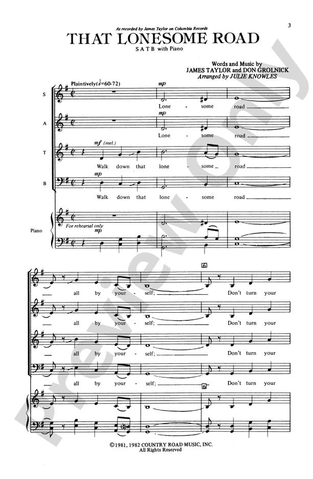 That Lonesome Road: SATB Choral Octavo: Julie Knowles - Digital Sheet ...