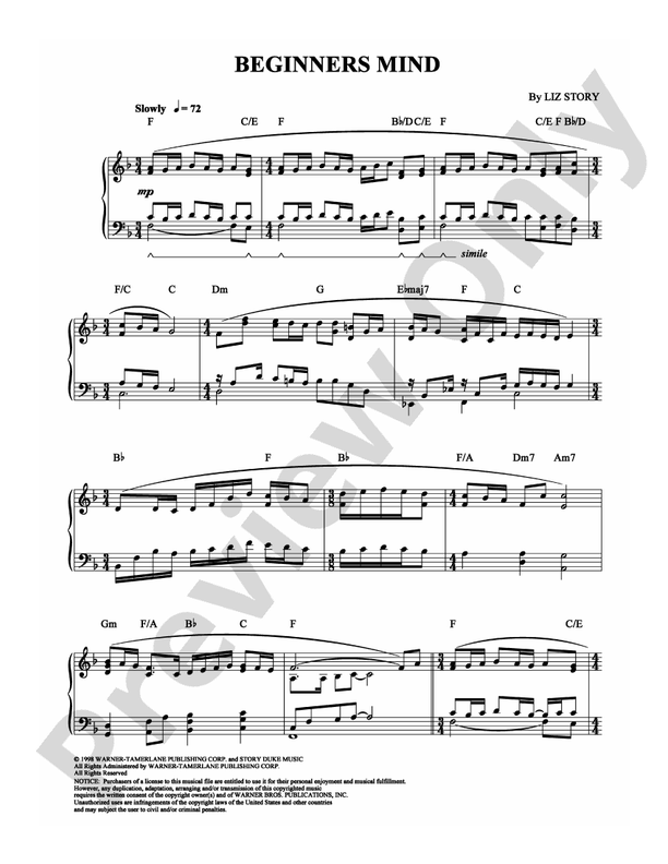 Beginners Mind: Piano: Liz Story - Digital Sheet Music Download