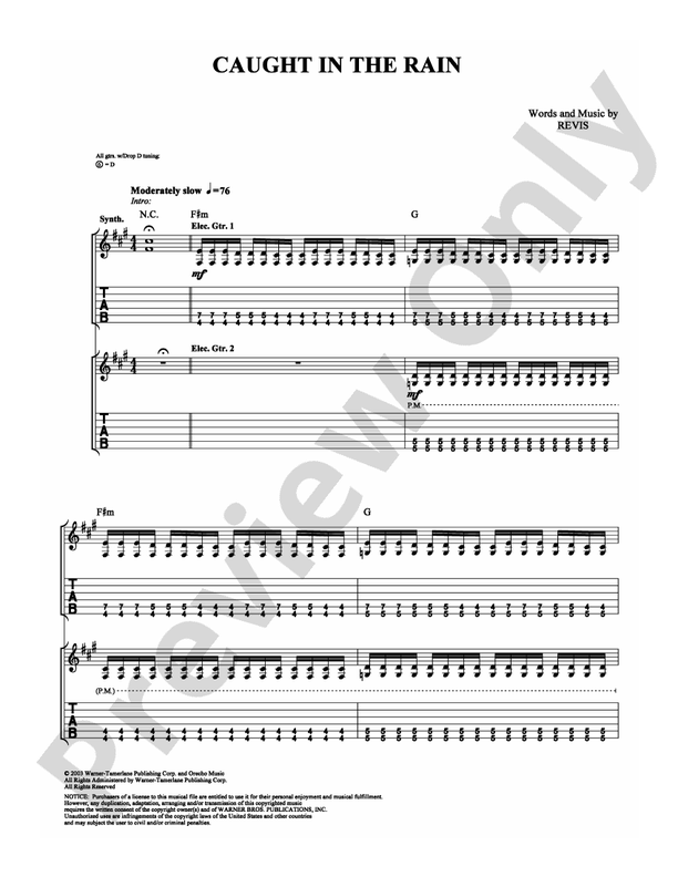 Caught in the Rain: Guitar TAB: Revis - Digital Sheet Music Download