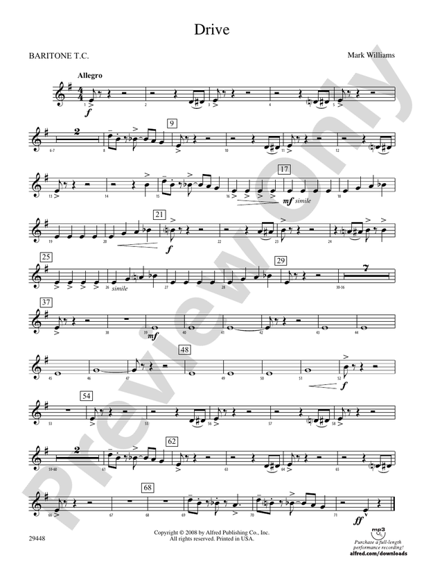 Drive: Baritone T.C.: Baritone T.C. Part - Digital Sheet Music Download