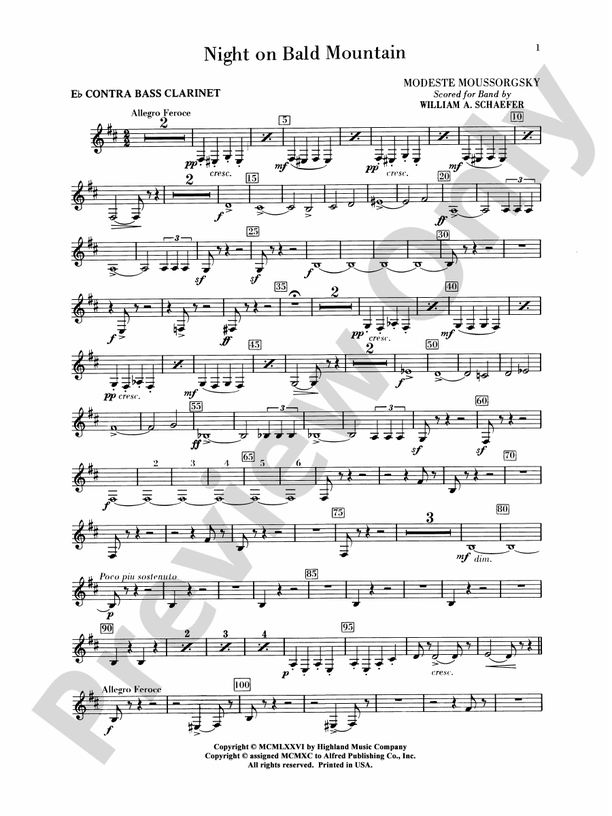 Night on Bald Mountain: E-flat Contrabass Clarinet: E-flat Contrabass ...