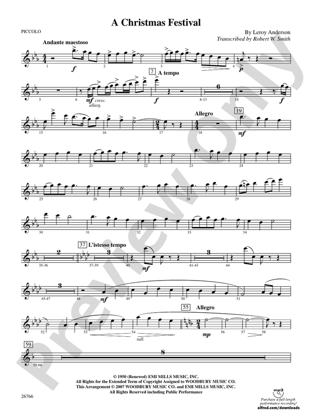 A Christmas Festival: Piccolo: Piccolo Part - Digital Sheet Music Download