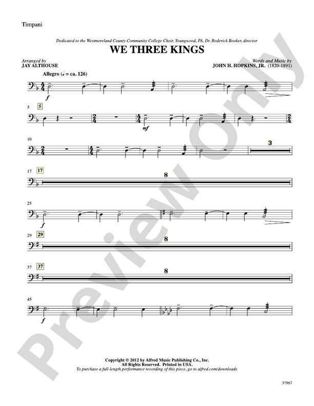 We Three Kings: Timpani: Timpani Part - Digital Sheet Music Download