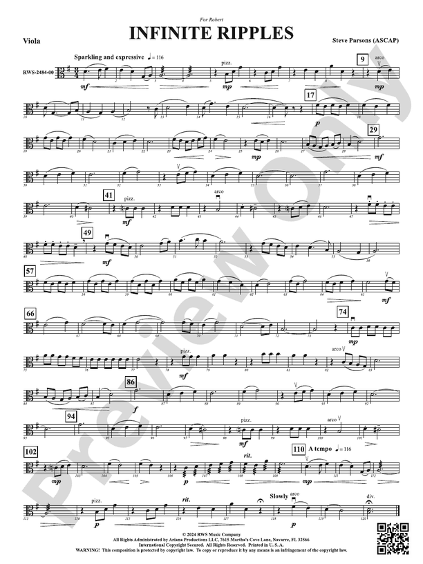 Infinite Ripples: Viola: Viola Part: Steve Parsons - Digital Sheet ...