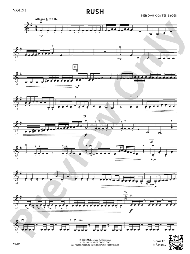 Rush: 2nd Violin: 2nd Violin Part - Digital Sheet Music Download