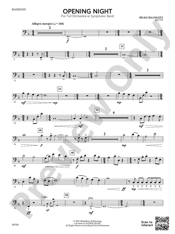 Opening Night: Bassoon: Bassoon Part - Digital Sheet Music Download